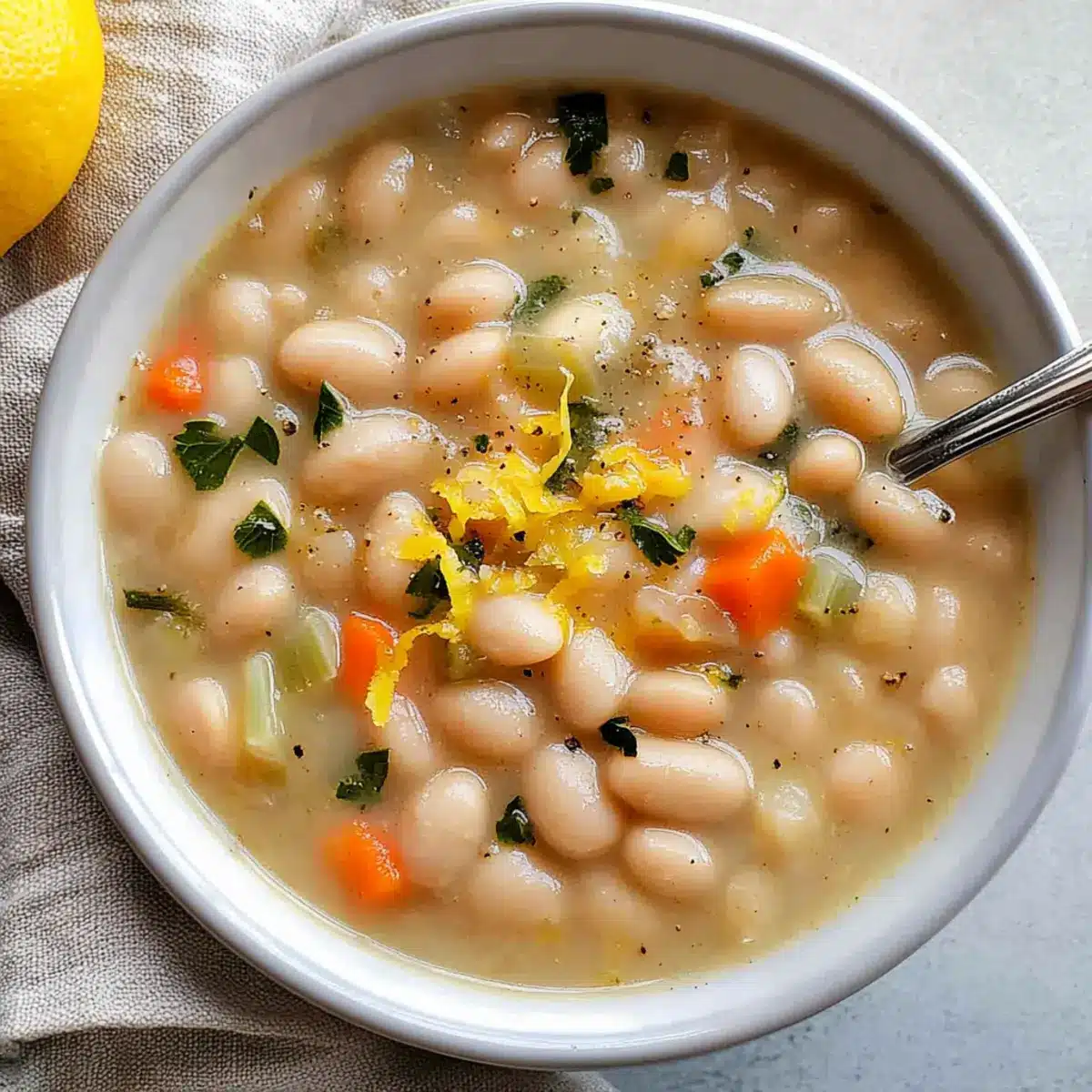 Irresistible Greek White Bean Soup With Garlic & Lemon